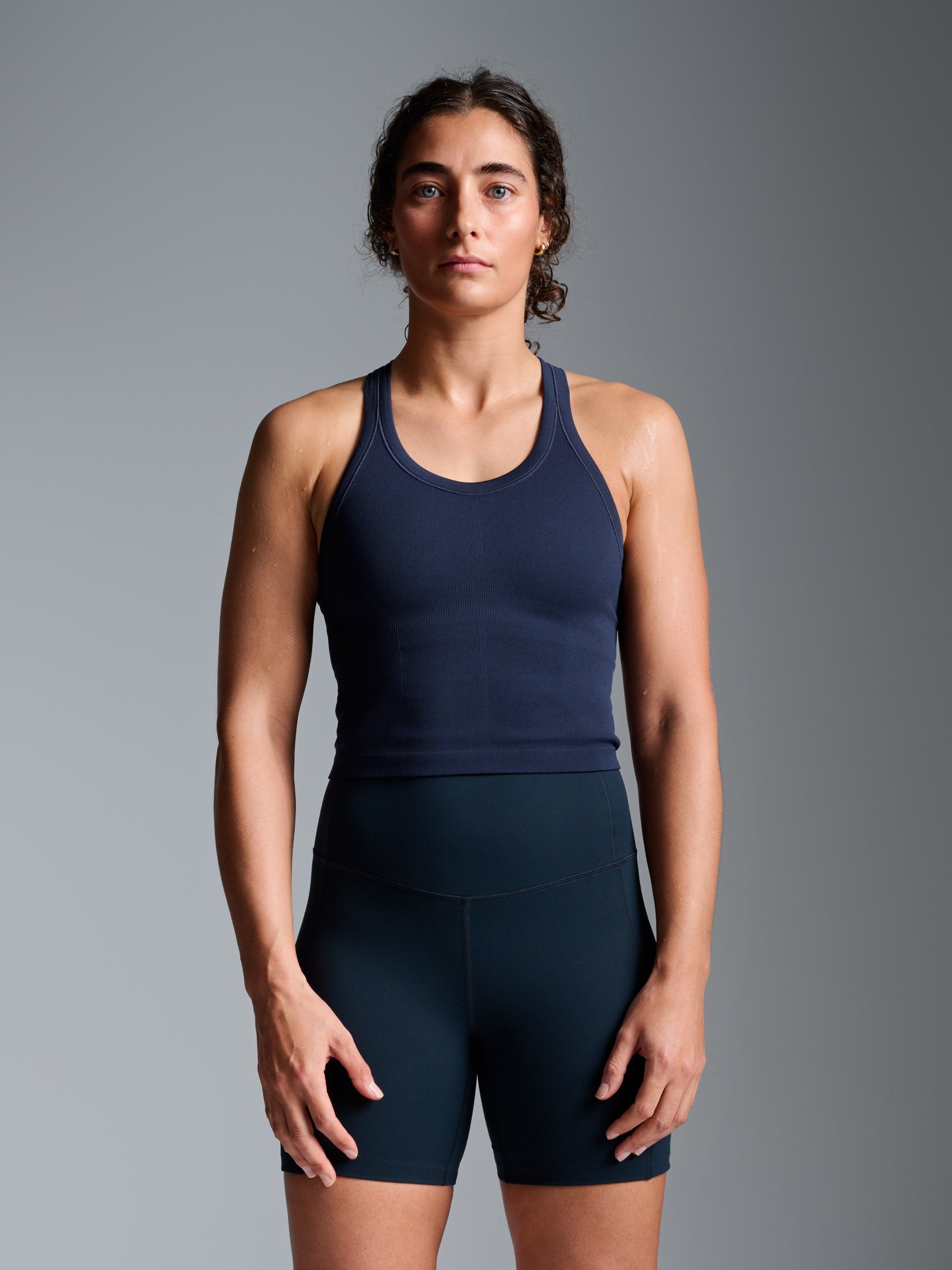 CROPPED MUSCLE TANK (RECYCLED) True Navy